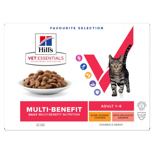 Vetessentials (Hill's) Chat Multi-Benefit Adult Mix Poulet et Saumon en ...